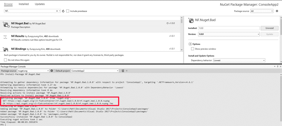 Nuget package hijacking – NF – 8-bit infosec